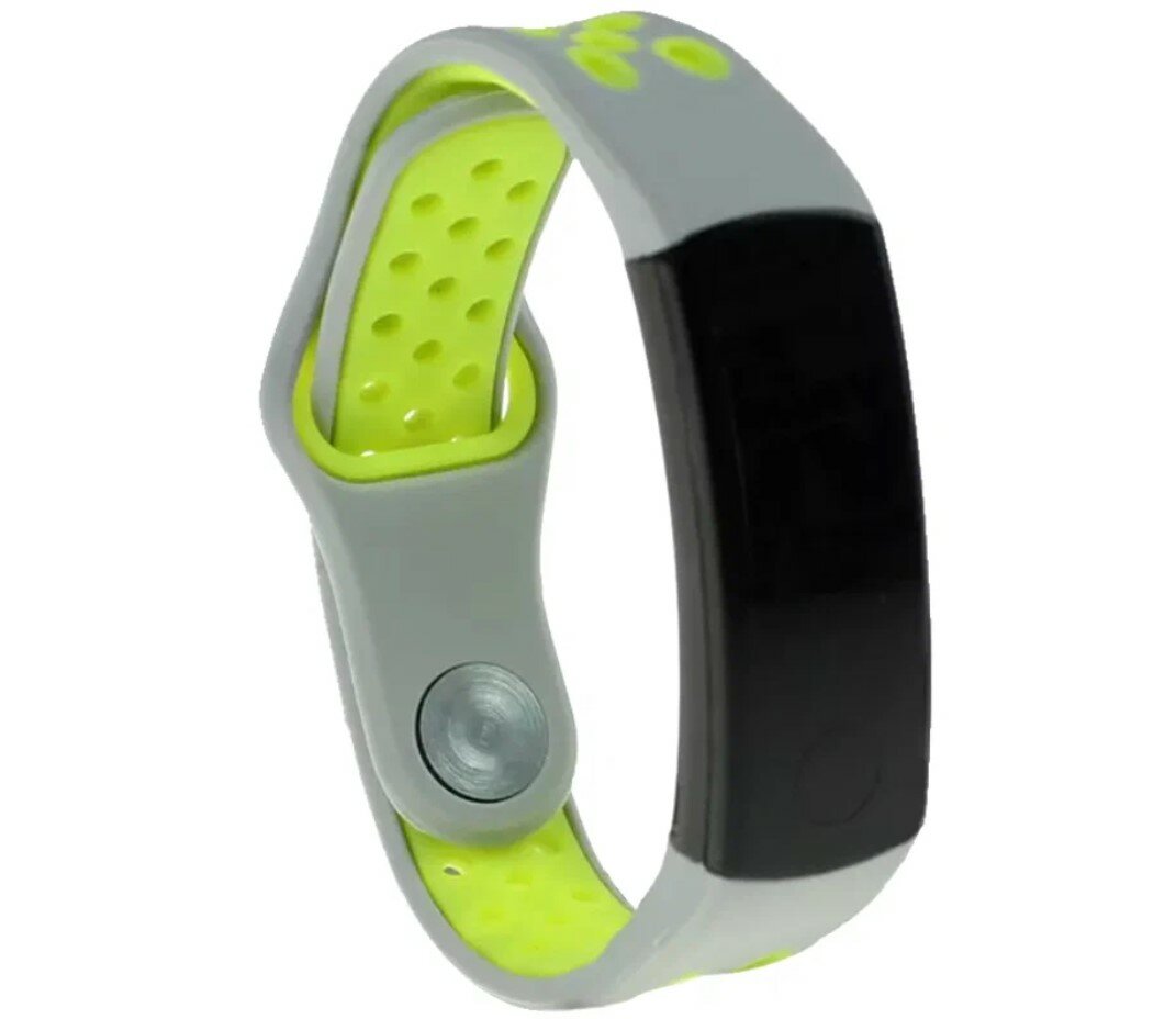 Силиконовый ремешок для фитнес-браслета Huawei Honor Band 3 со спортивным дизайном с вентиляцией (Зелено-серый)