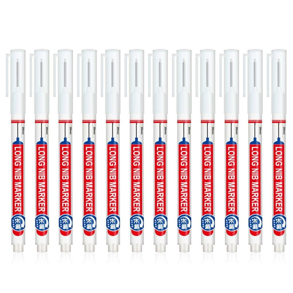 Водостойкие маркеры для глубоких отверстий, 12 шт, Белый