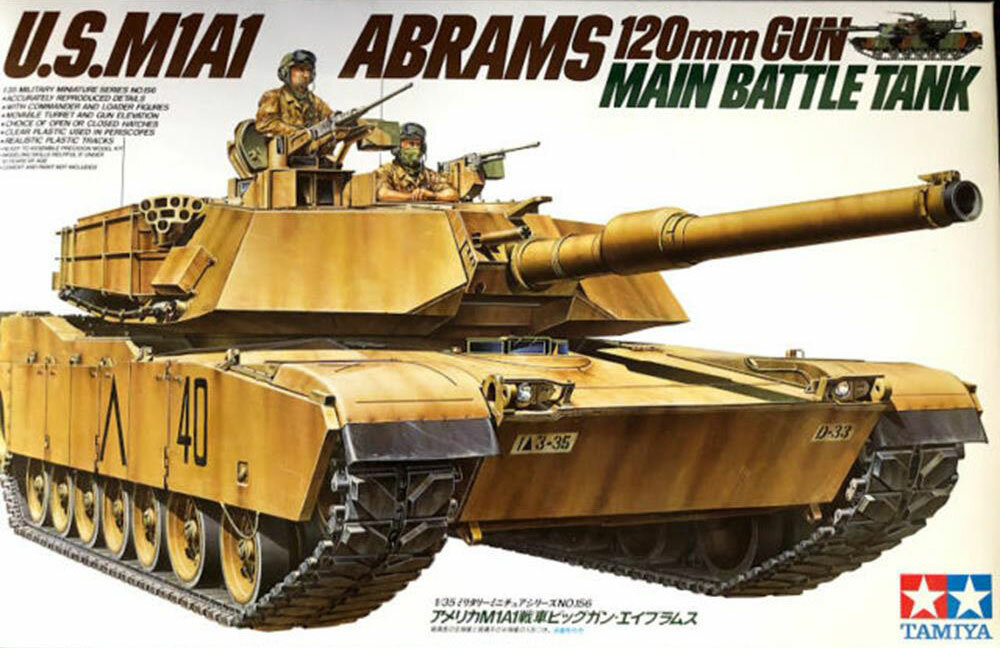 35156 Tamiya Американский танк M1A1 "Абрамс" с 120-мм пушкой и 2 фигурами Масштаб 1/35