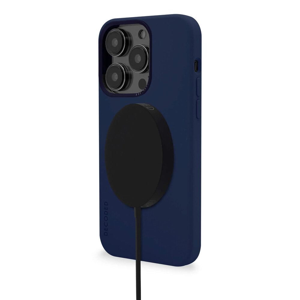 Чехол Decoded Silicone Back Cover Navy Peony для iPhone 14 Pro, силикон, синий