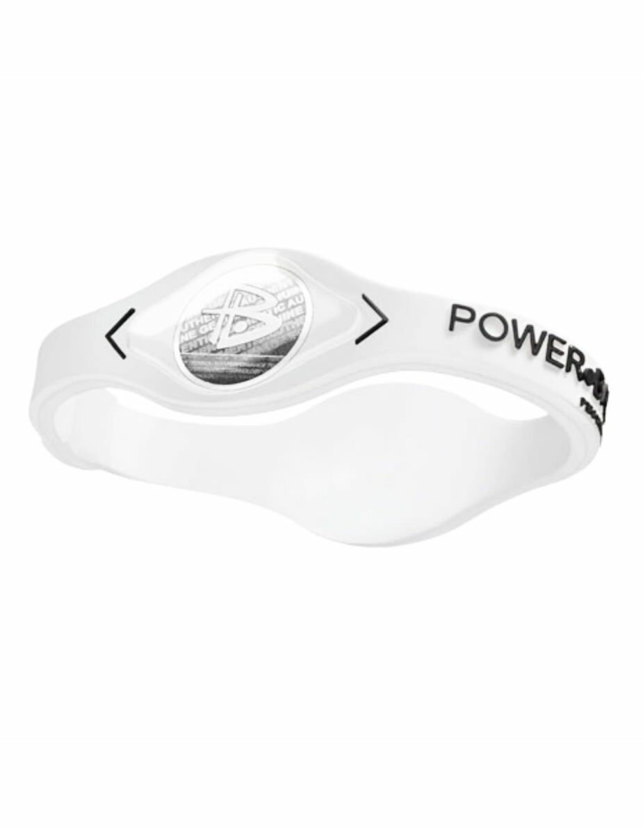 Энергетический браслет Power Balance с турмалином, Белый с Черной надписью, размер S (длина) 17,5 см.