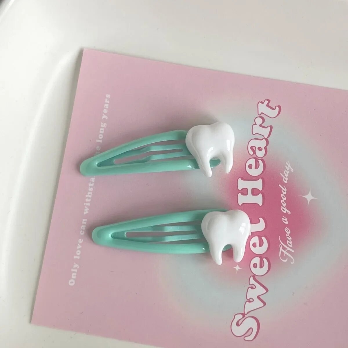 Заколки для волос BB с имитацией зуба Y2K 2 шт. green blue-2pcs