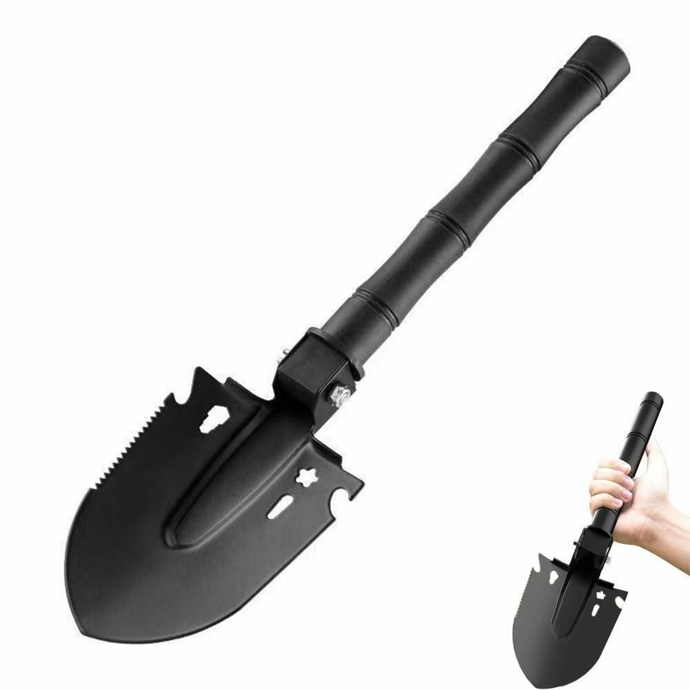 Многофункциональная складная лопата из нержавеющей стали с короткой ручкой, подходящая для кемпинга.36cm