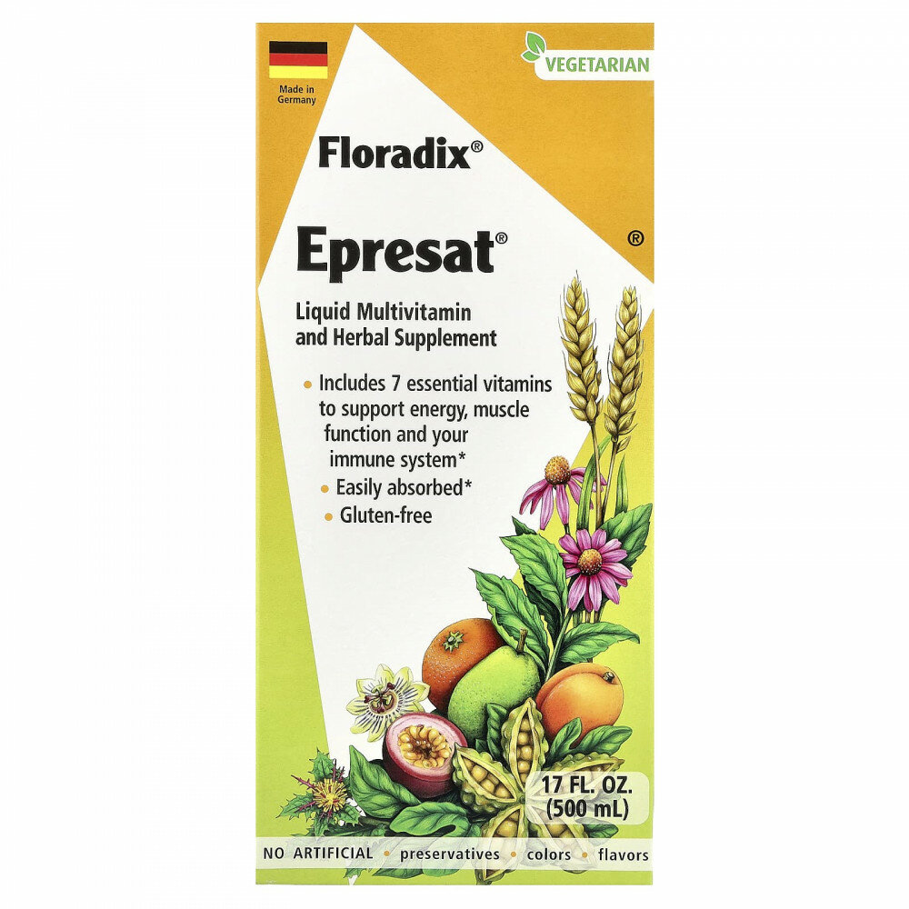 Floradix, Epresat, жидкая растительная добавка, 500 мл (17 жидк. унц.)