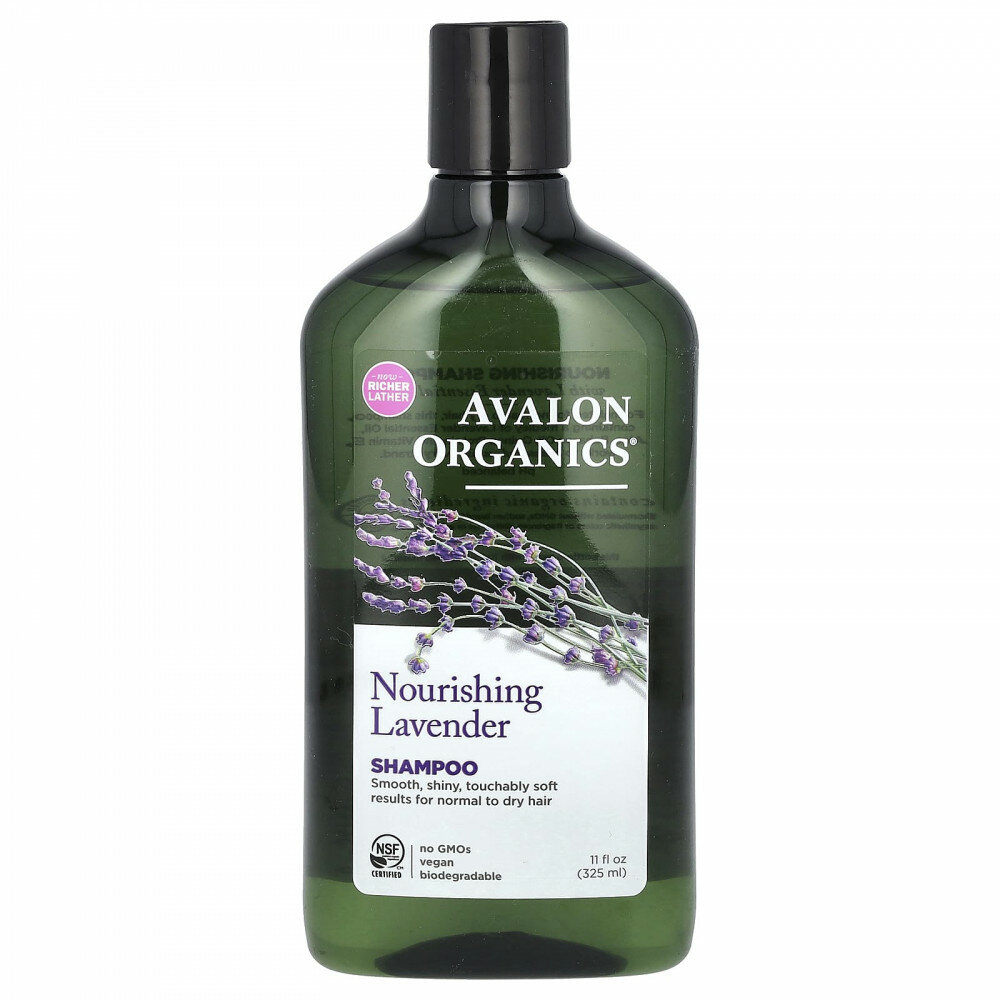 Avalon Organics, шампунь для нормальных и сухих волос, питательная лаванда, 325 мл (11 жидк. унций)