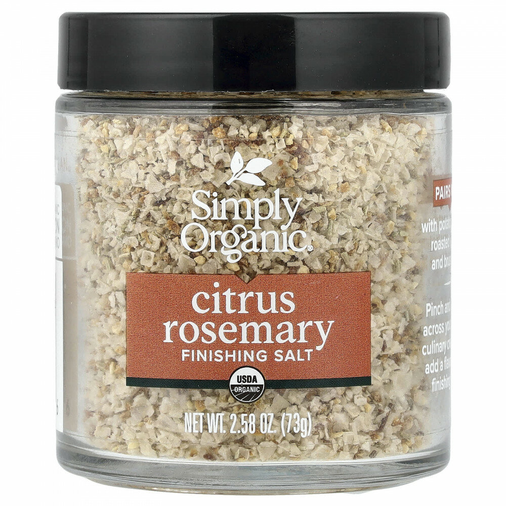 Simply Organic, Finishing Salt, цитрусовый и розмарин, 73 г (2,58 унции)
