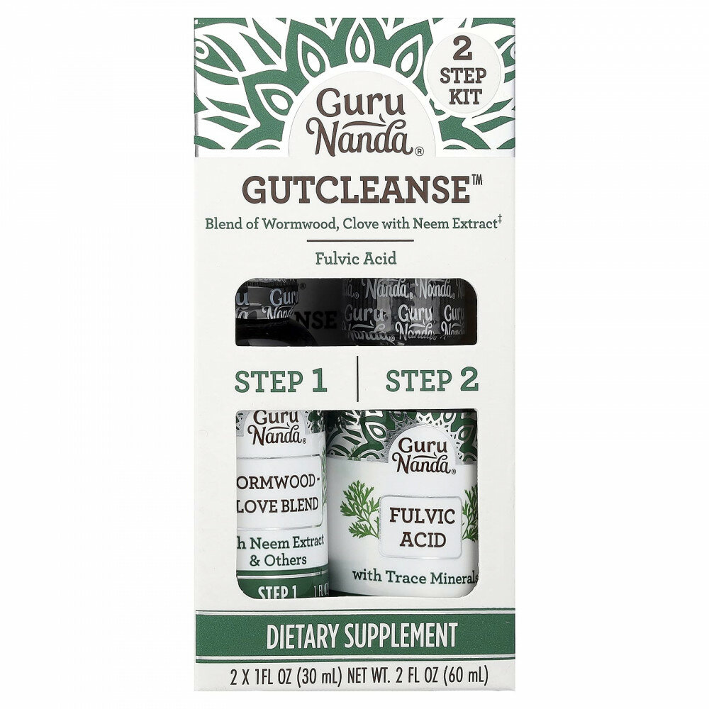GuruNanda, GutCleanse™, двухэтапный набор, 2 флакона по 30 мл (1 жидк. унция)