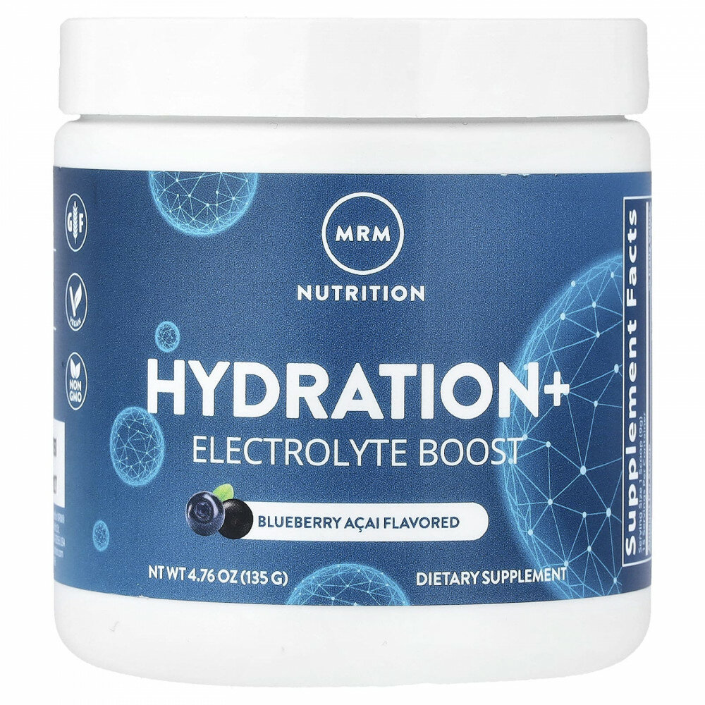 MRM Nutrition, Hydration + Electrolyte Boost, голубика и асаи, 135 г (4,76 унции)