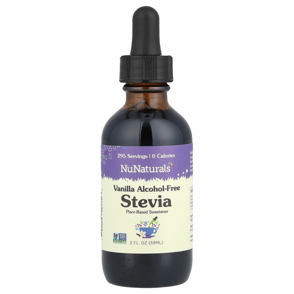 NuNaturals, стевия, без спирта, с ванильным вкусом, 59 мл (2 жидк. унции)