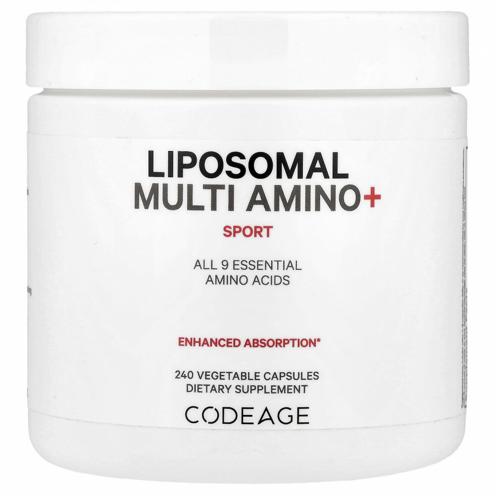 Codeage, Liposomal Multi Amino+, комплекс липосомальных аминокислот, серия Sport, 240 растительных капсул