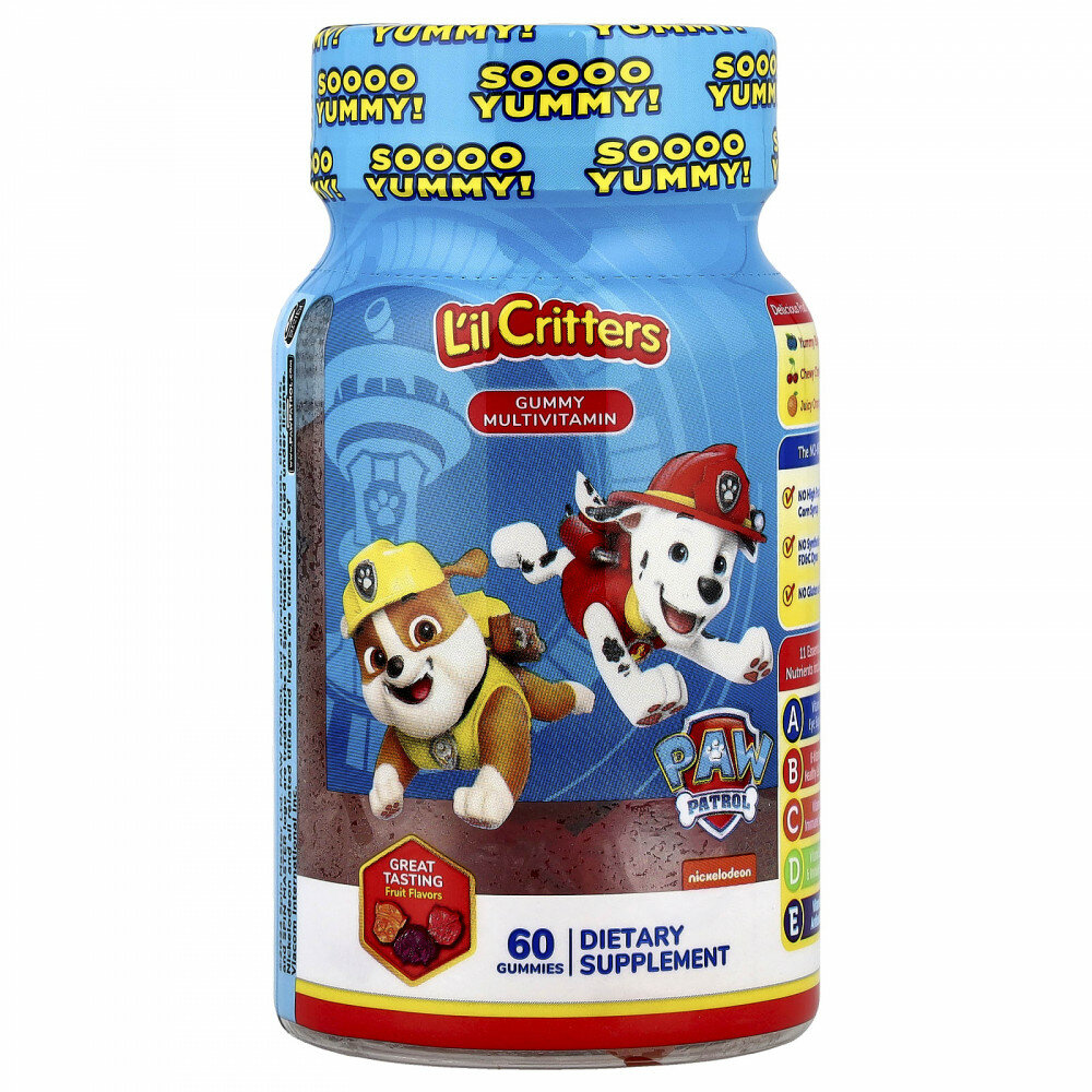 L'il Critters, Paw Patrol The Movie, жевательные мультивитамины, натуральные фрукты, 60 жевательных таблеток