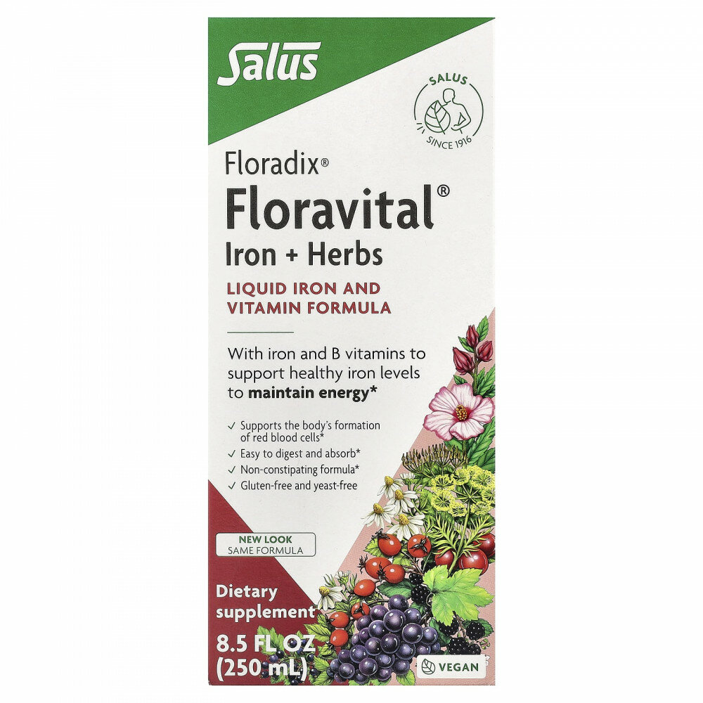 Floradix, Floravital® Iron + Herbs, 250 мл (8,5 жидк. Унции)