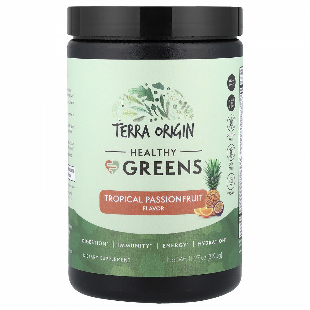 Terra Origin, Healthy Greens, тропическая маракуйя, 319,5 г (11,27 унции)