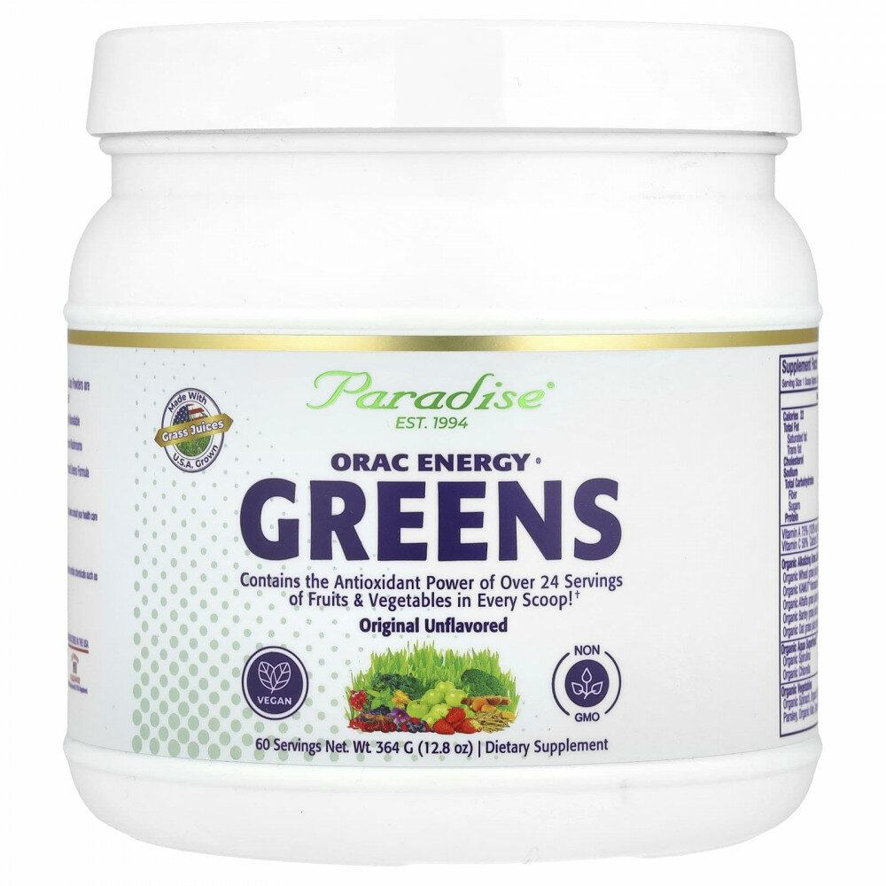 Paradise Herbs, ORAC Energy® Greens, зелень, оригинальная добавка с нейтральным вкусом, 364 г (12,8 унции)