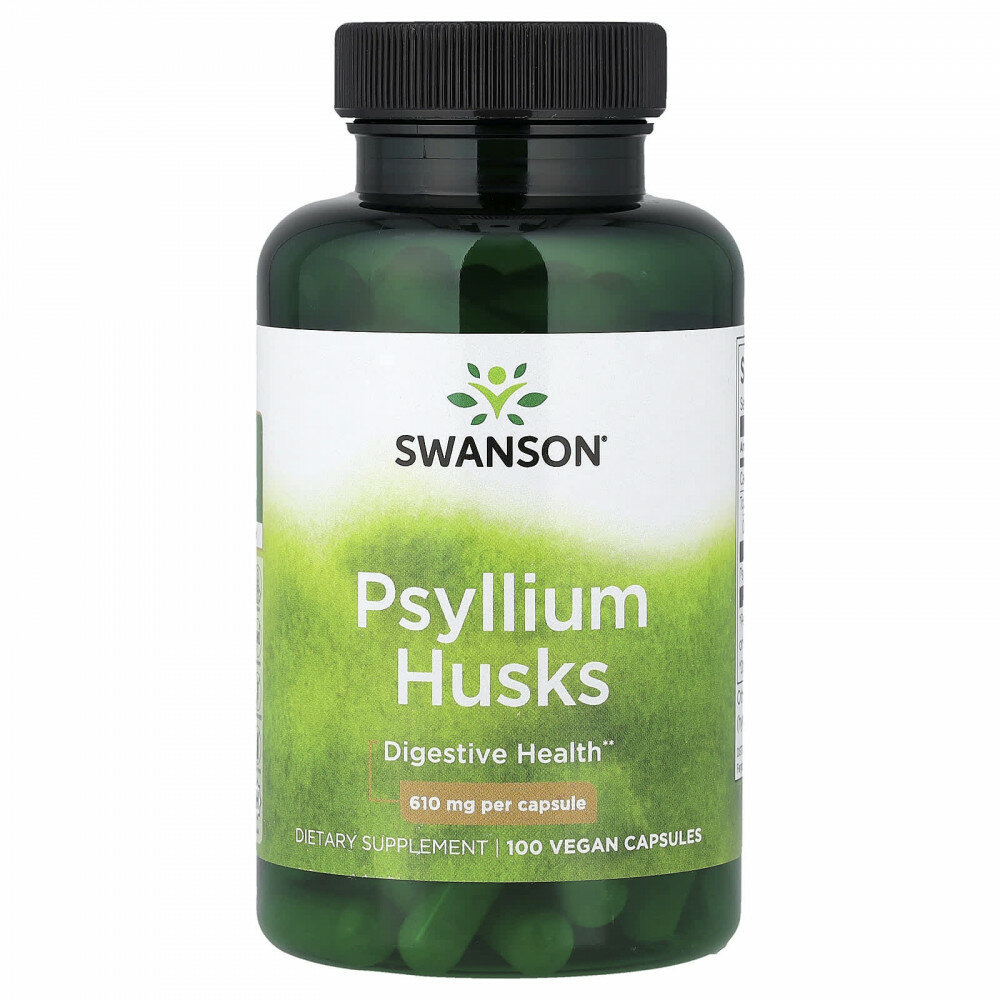Swanson Vitamins, шелуха семян подорожника, 610 мг, 100 веганских капсул