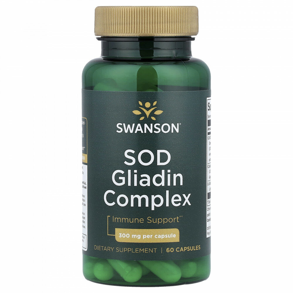 Swanson Vitamins, комплекс СОД и глиадина, 300 мг, 60 капсул