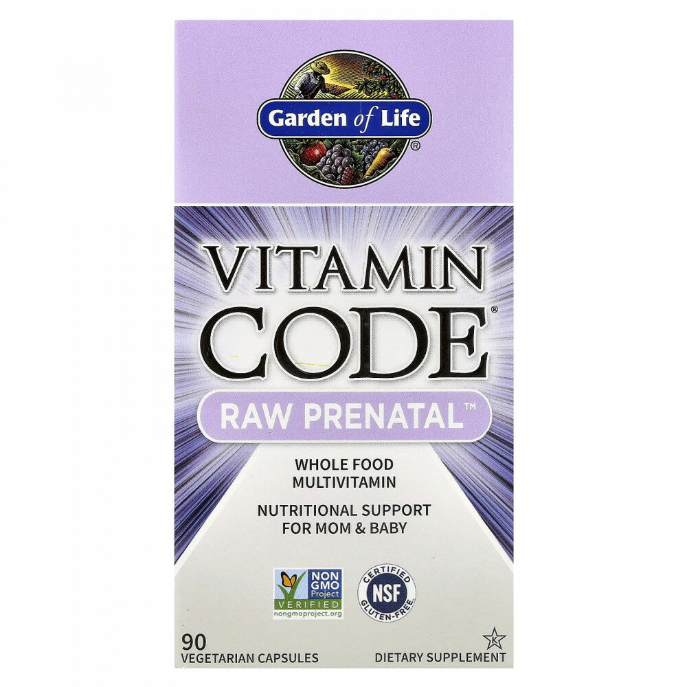 Garden of Life, Vitamin Code, RAW Prenatal, 90 вегетарианских капсул