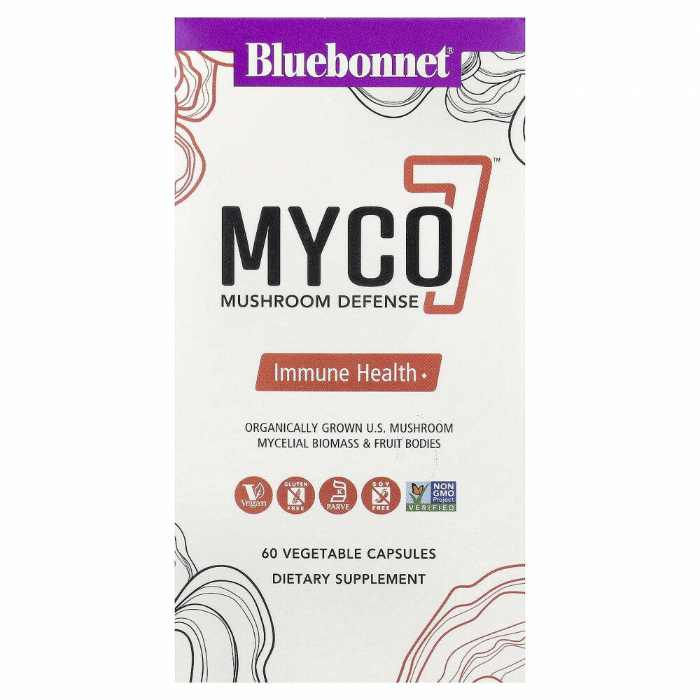 Bluebonnet Nutrition, Myco7™, защита грибов, 60 растительных капсул