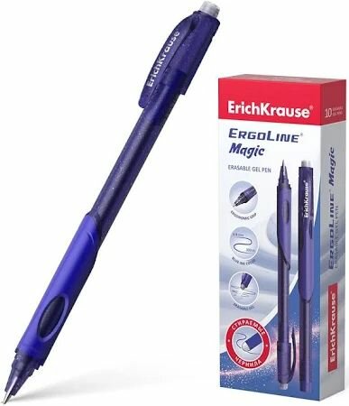 3шт. Ручка гелевая Erich Krause "Ergo Line. Magic" 0,4мм, стираемые чернила, синяя (47981)