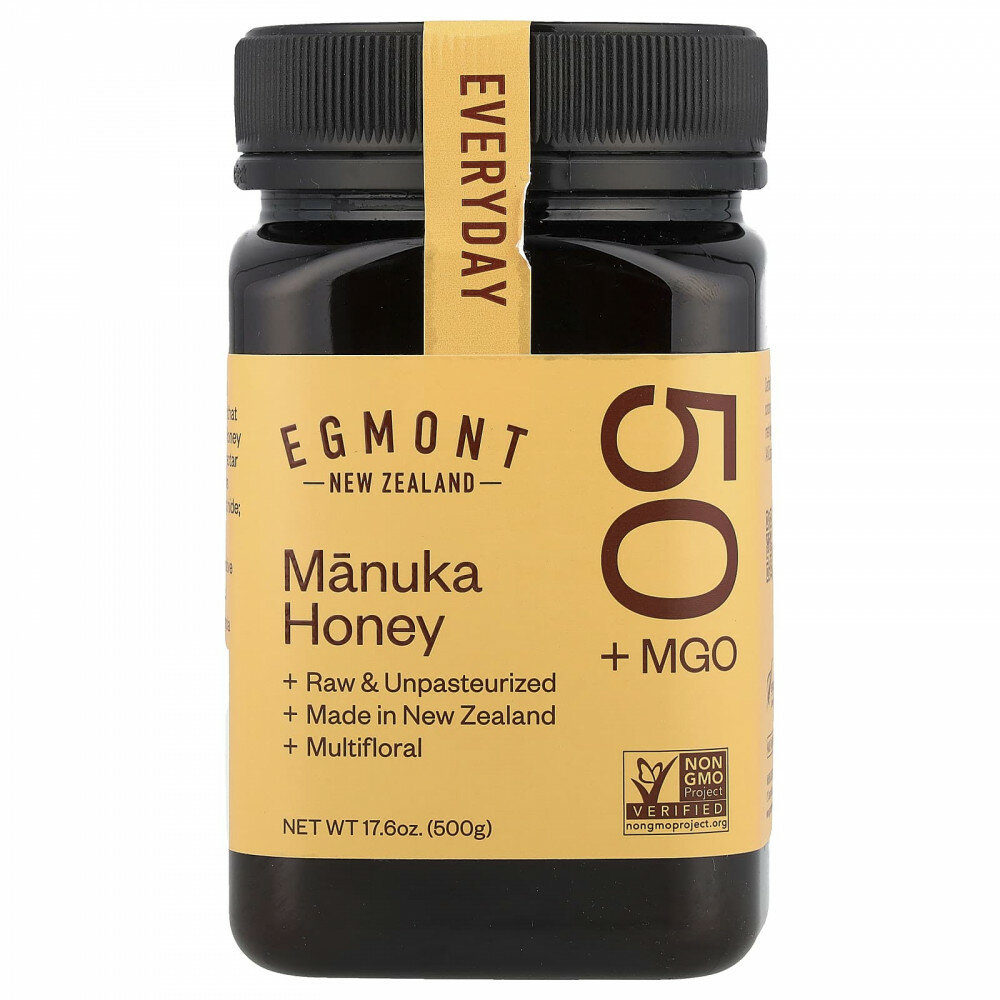 Egmont Honey, Мед манука, необработанный и непастеризованный, MGO 50+, 500 г (17,6 унции)