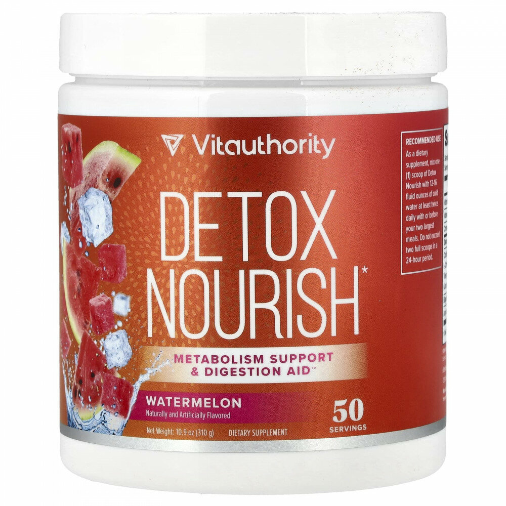 Vitauthority, Detox Nourish, добавка для поддержки пищеварения, арбуз, 310 г (10,9 унции)
