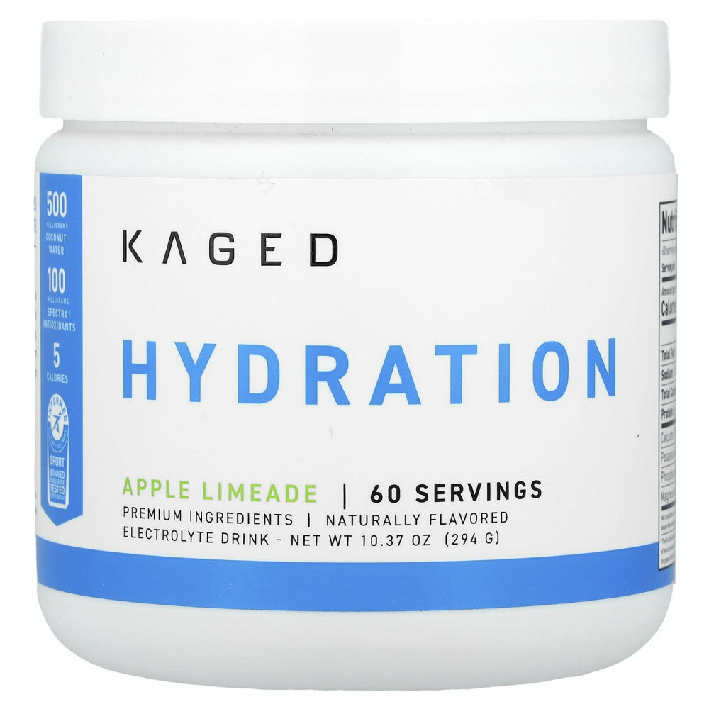 Kaged, Hydration, электролитный напиток, яблочный лаймад, 294 г (10,37 унции)