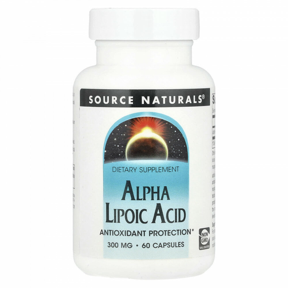 Source Naturals, альфа-липоевая кислота, 300 мг, 60 капсул