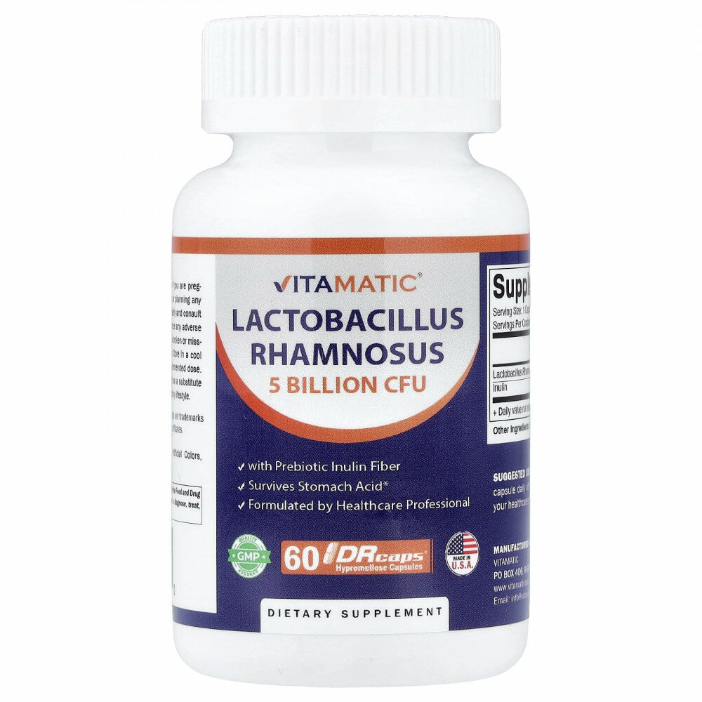 Vitamatic, Lactobacillus rhamnosus, 60 капсул с гипромеллозой DRcaps®