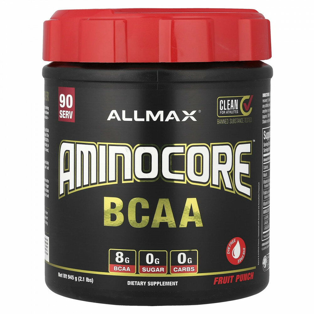 ALLMAX, AMINOCORE™ BCAA, со вкусом фруктового пунша, 945 г (2,1 фунта)