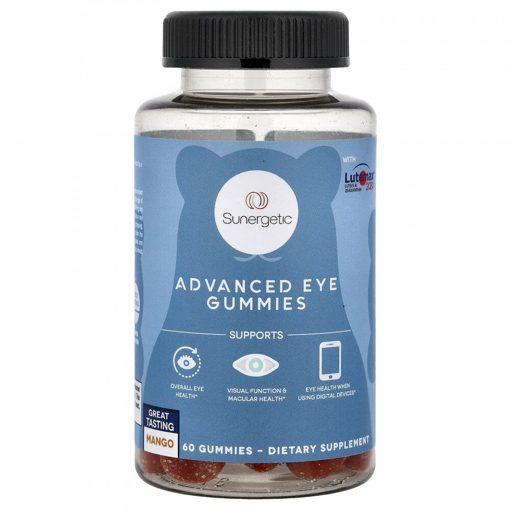 Sunergetic, Advanced Eye Gummies, манго, 60 жевательных таблеток