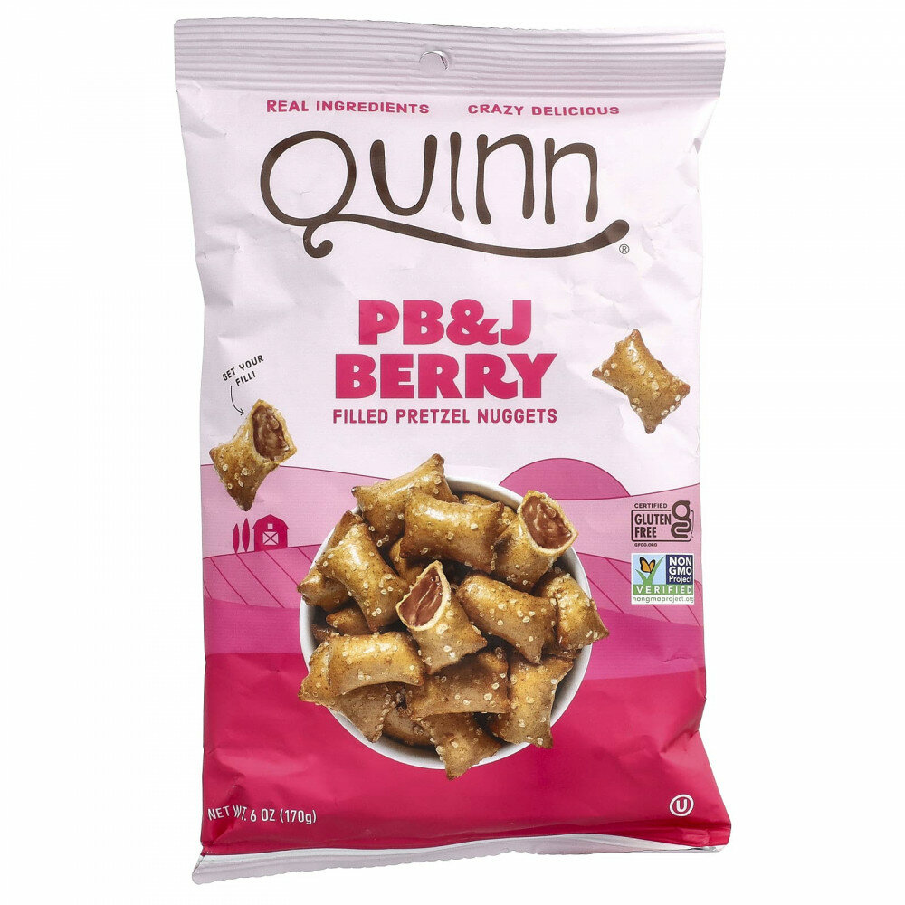 Quinn Snacks, крендели с начинкой, с ягодной начинкой, 170 г (6 унций)
