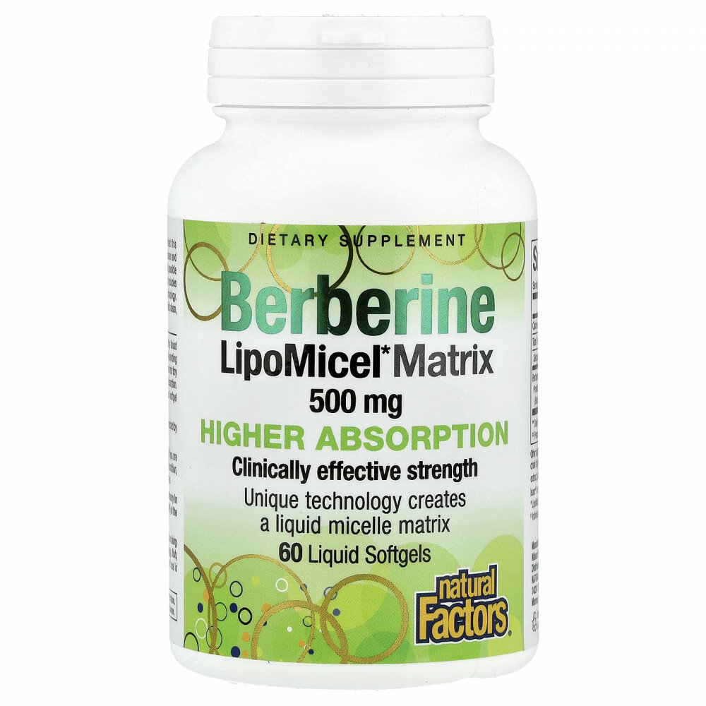 Natural Factors, берберин LipoMicel Matrix, 60 капсул
