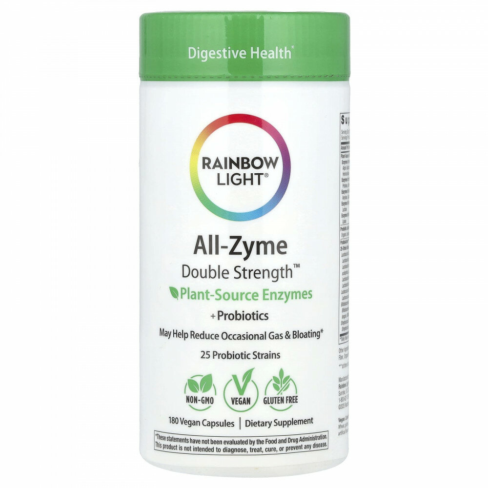 Rainbow Light, All-Zyme™, 180 веганских капсул