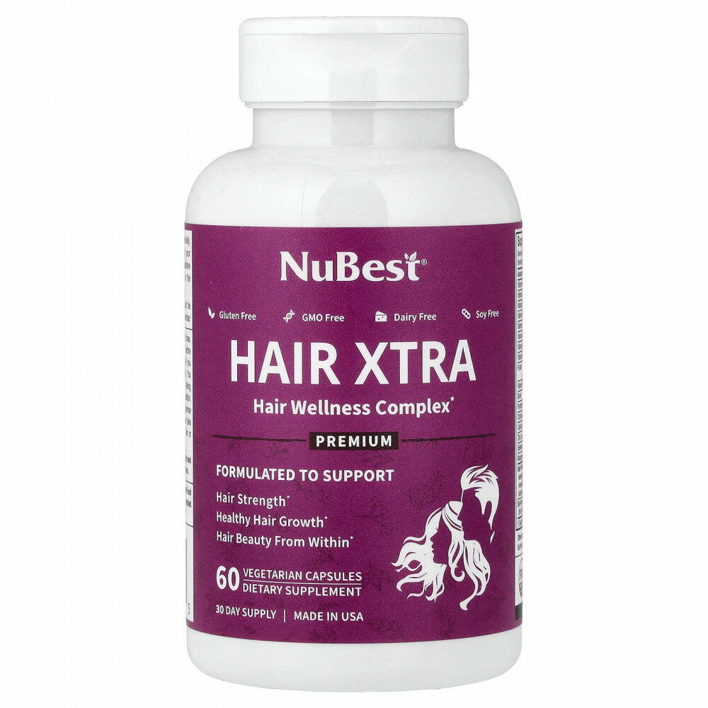 NuBest, Hair Xtra, 60 вегетарианских капсул