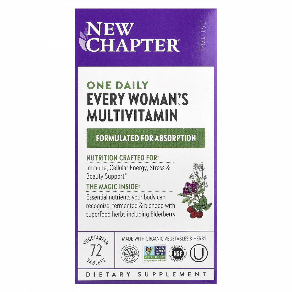 New Chapter, One Daily Every Woman's, мультивитамины, 72 вегетарианские таблетки