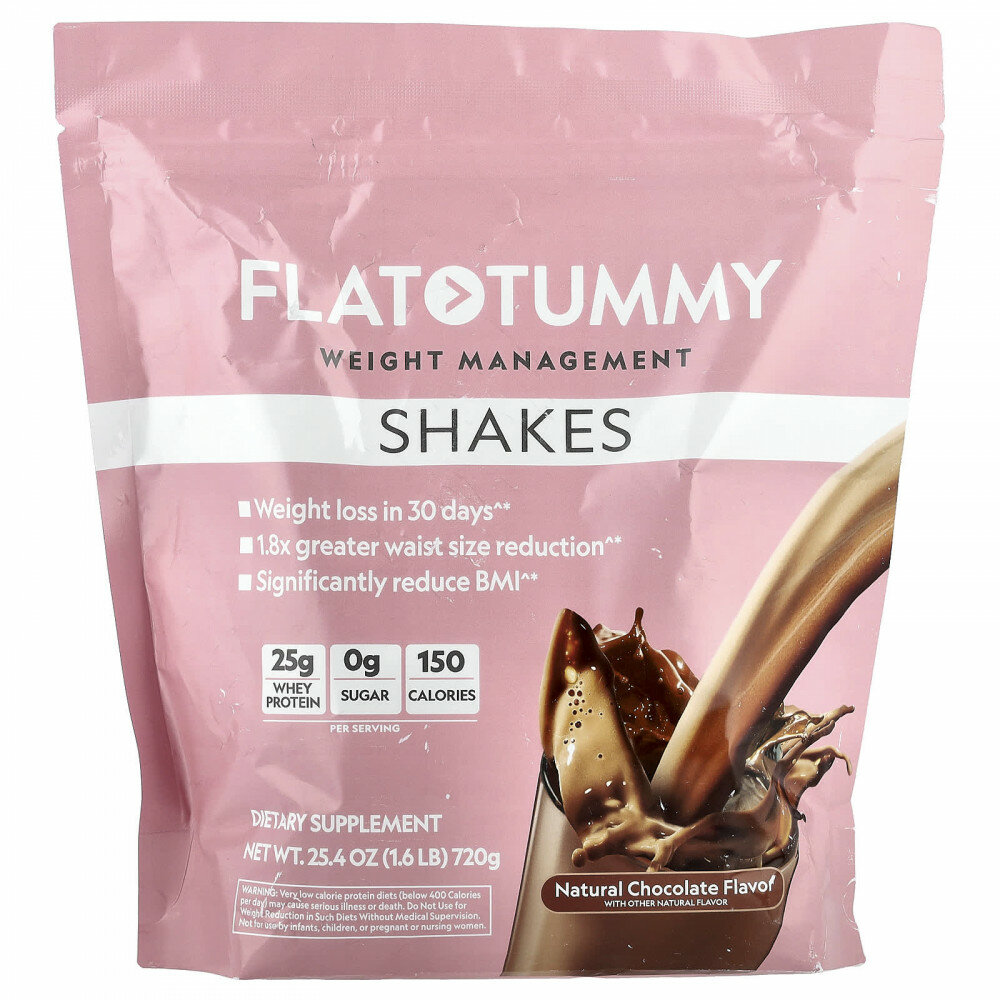 Flat Tummy, коктейли, натуральный шоколад, 720 г (1,6 фунта)