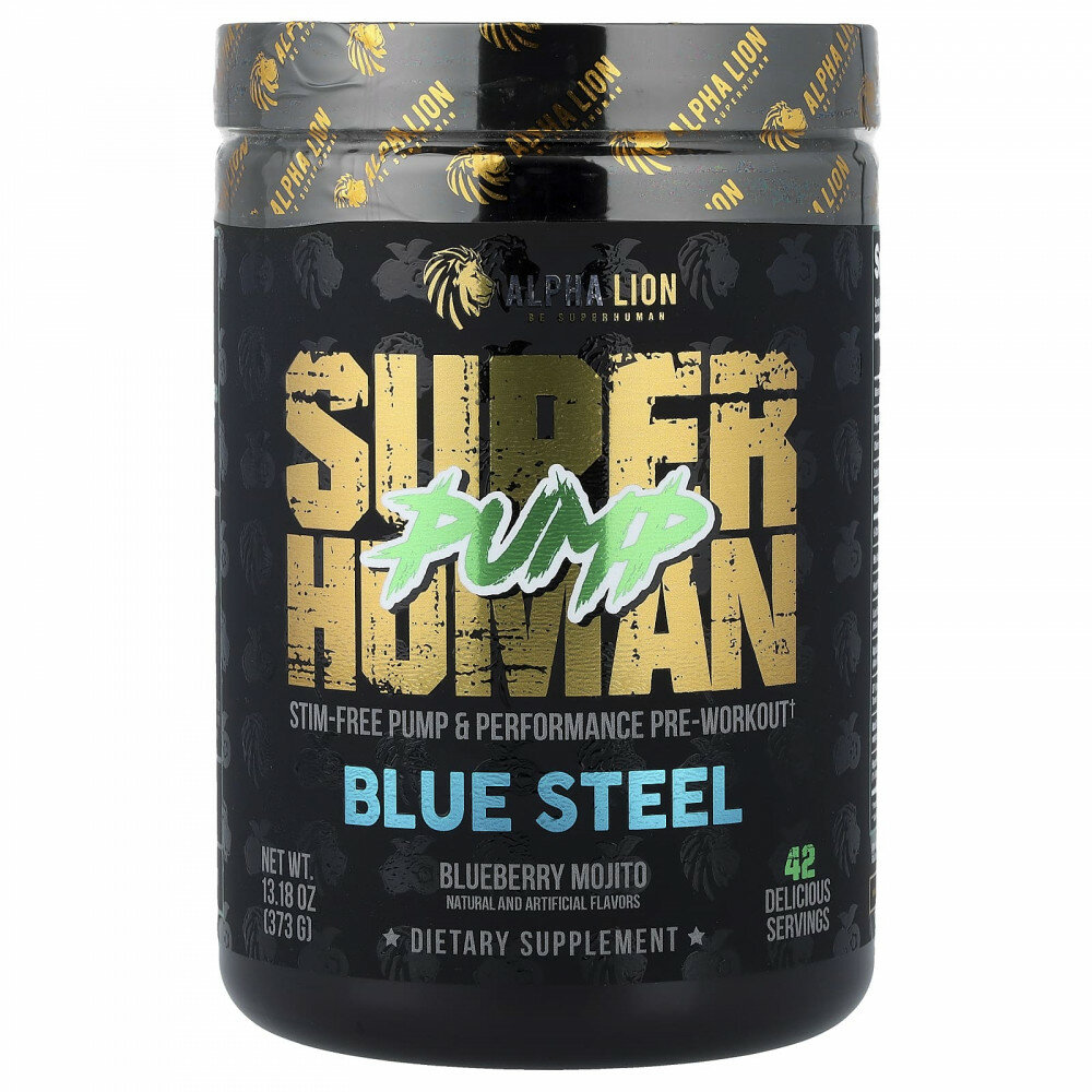 ALPHA LION, SuperHuman Pump, Blue Steel, мохито с голубикой, 373 г (13,18 унции)