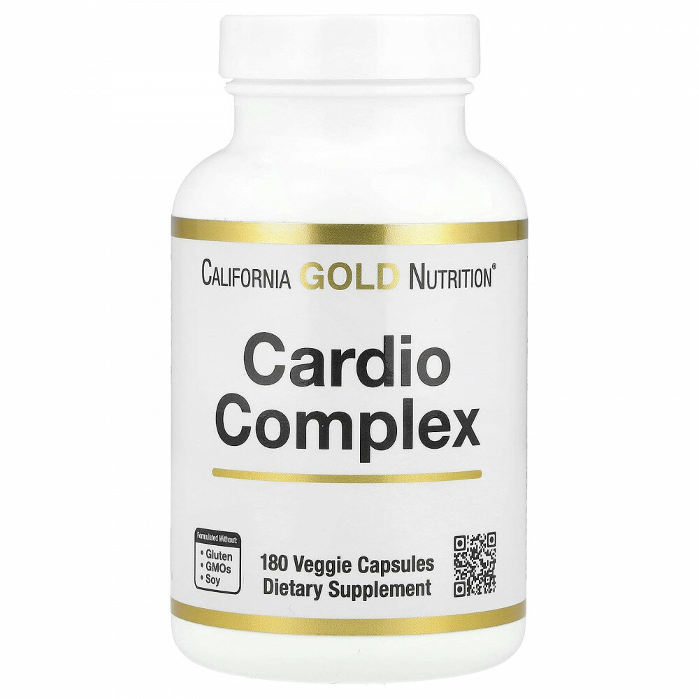 California Gold Nutrition, комплекс для здоровья сердца со смесью CardioAmino, смесью CardioPhyto и коэнзимом Q10, 180 растительных капсул