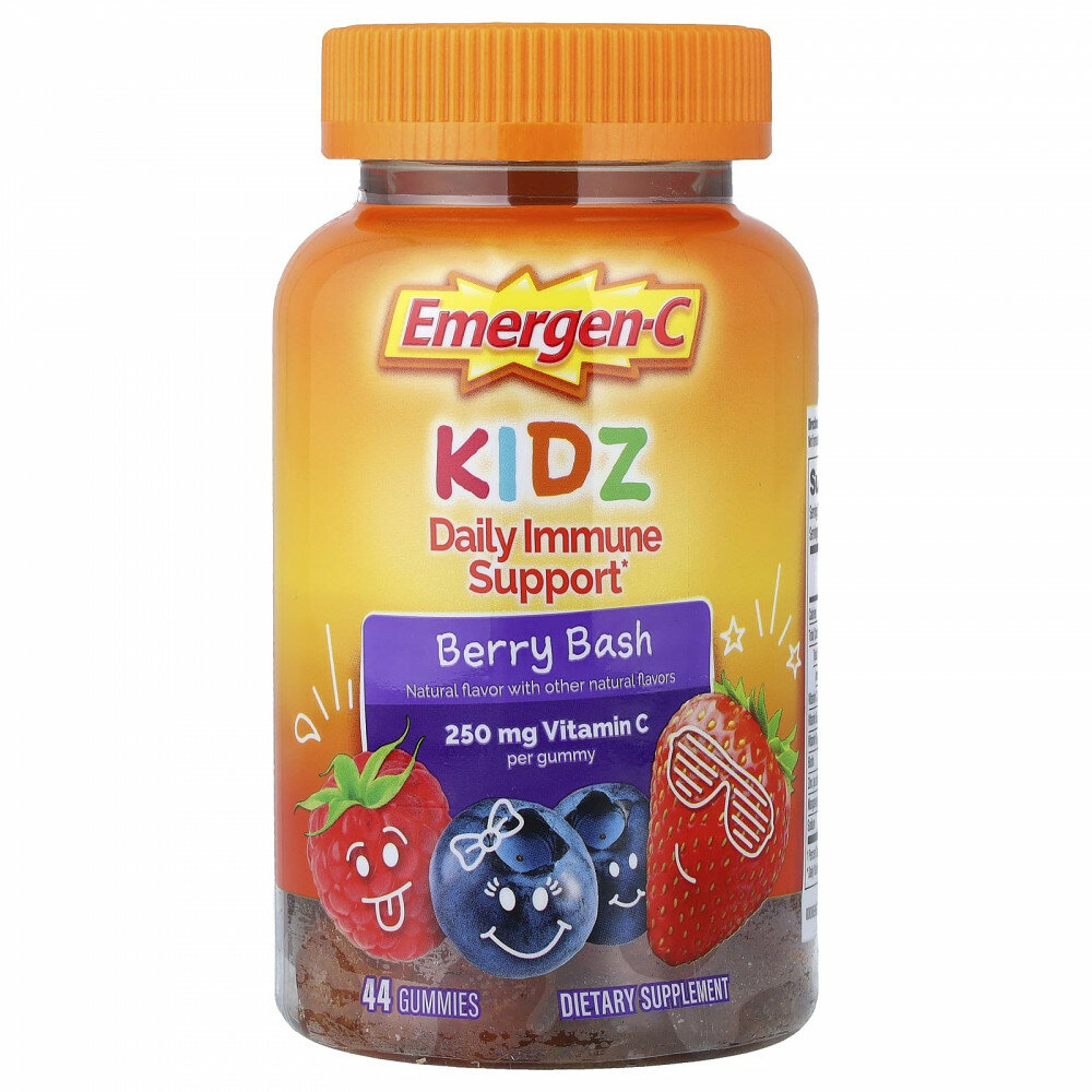 Emergen-C, Kidz, ежедневная жевательная добавка для поддержки иммунитета, со вкусом ягод, 44 жевательных таблетки