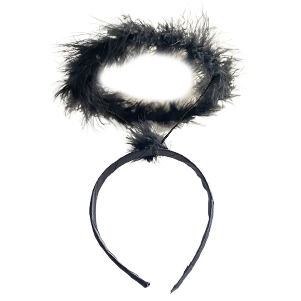 Ободки для волос Angel Halo с перьями и Ангельским ореолом - Черный