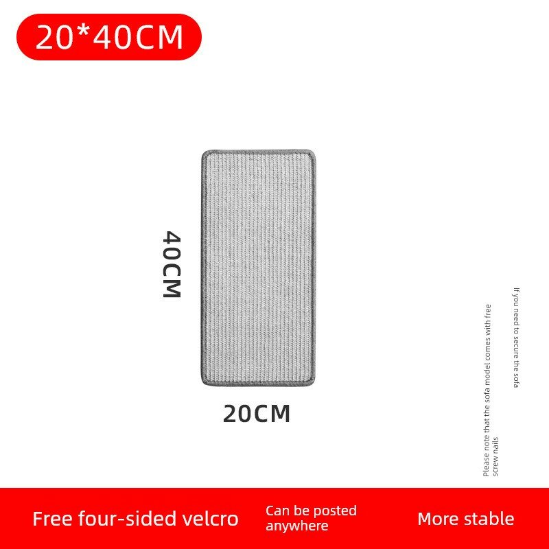 Серый коврик для когтей из джута 20x40 см для кроликов, крепкий, не осыпается, в комплекте магнитная лента, безопасный