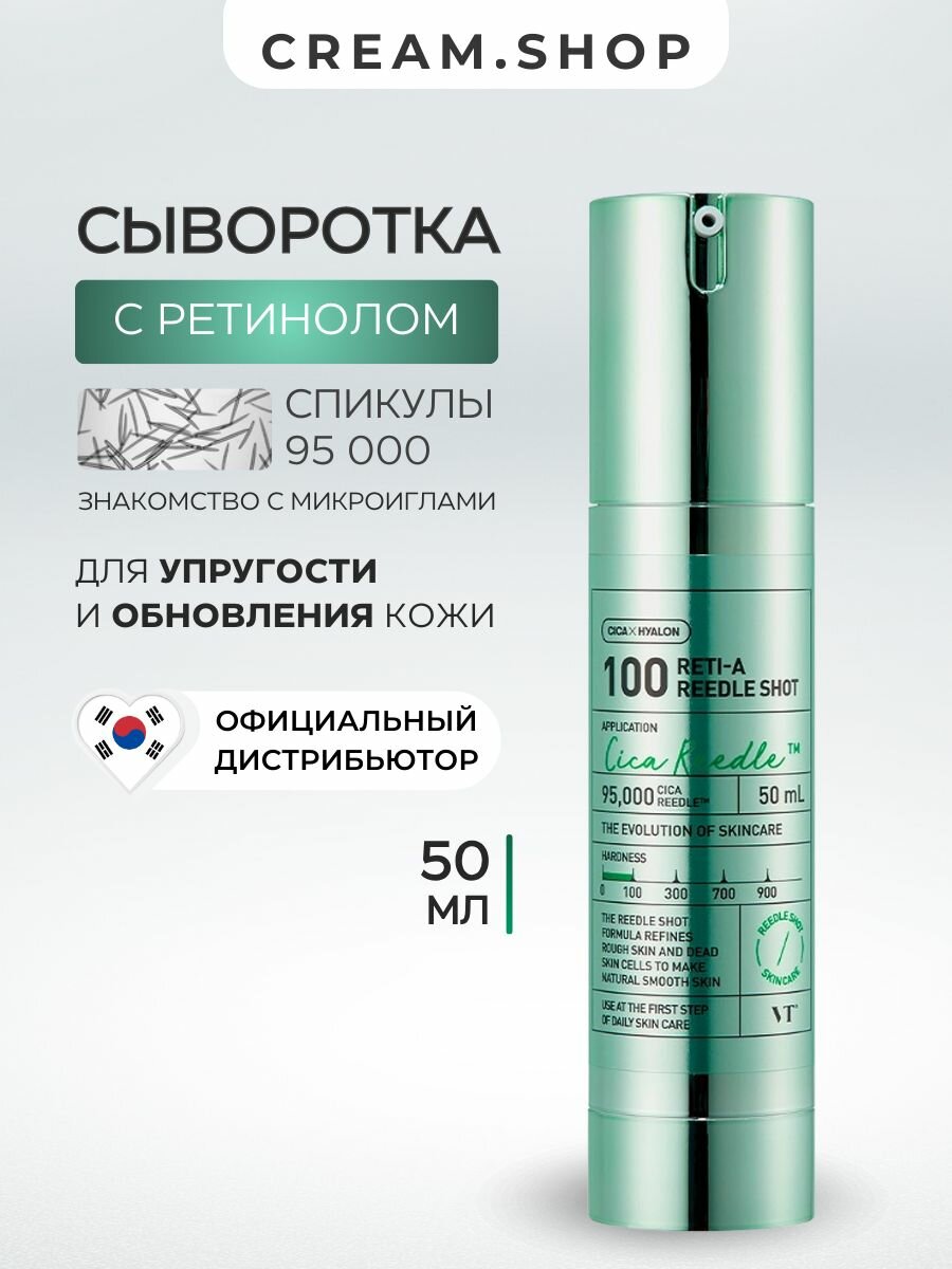 Сыворотка с микроиглами и ретинолом для лифтинга и обновления кожи VT Cosmetics Reti-A Reedle Shot 100 50 мл