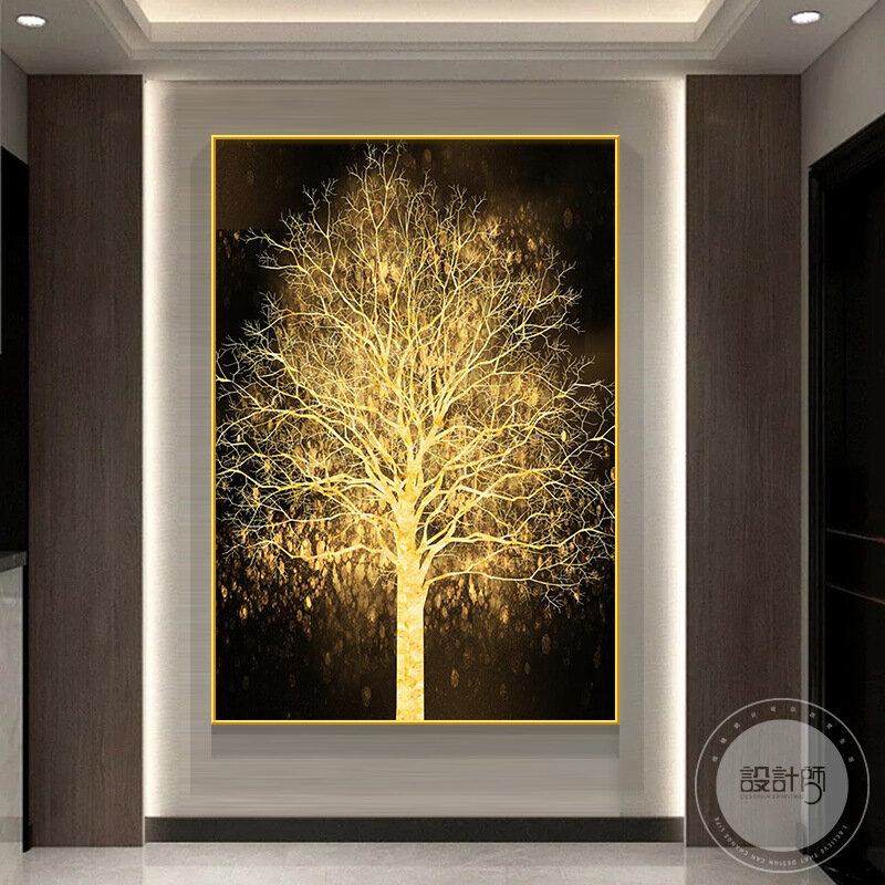 Декоративная картина «Золотое денежное дерево» для гостиной, настенное украшение для прихожей, столовой, коридора и холла.