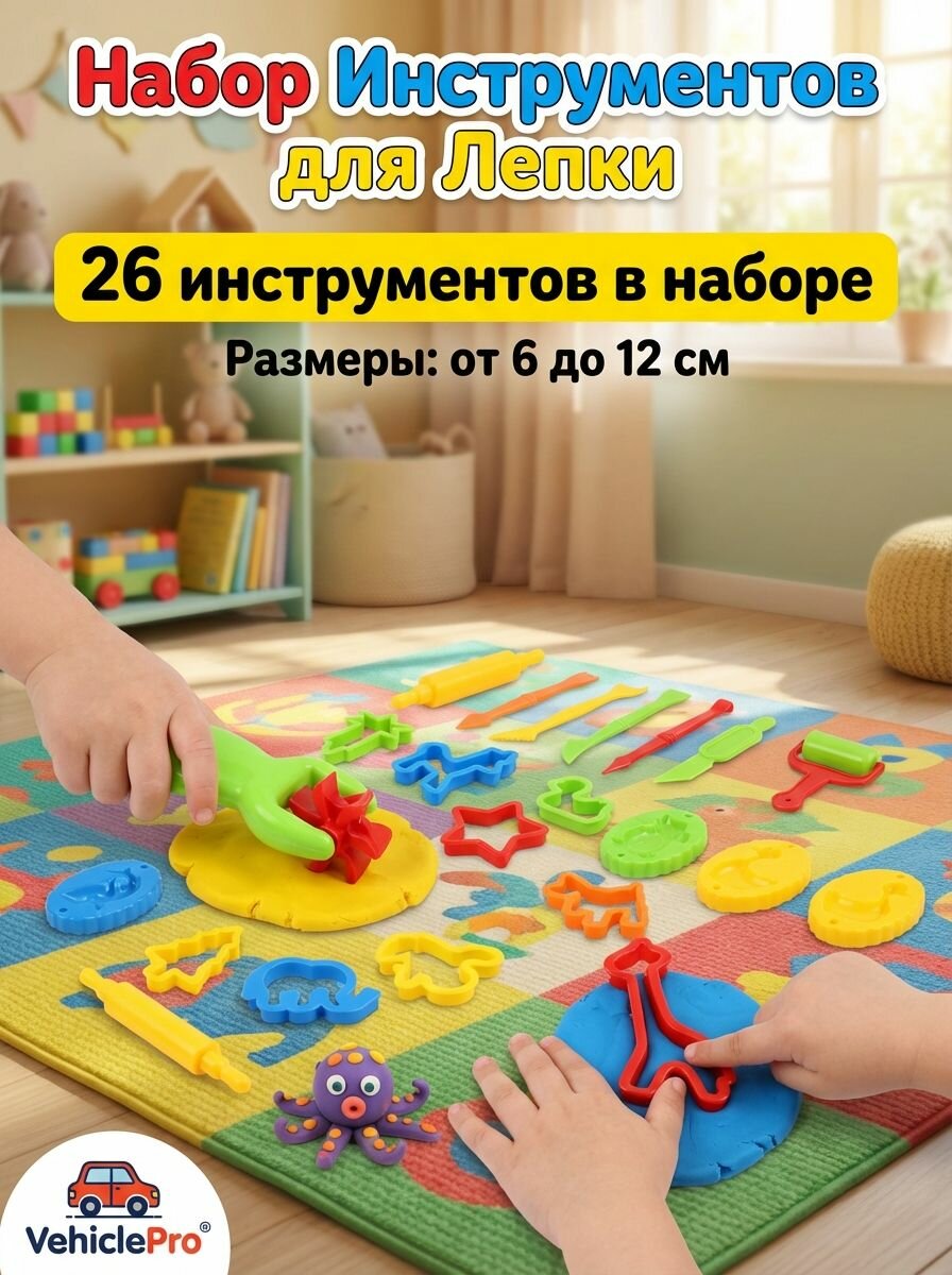 Набор инструментов для приготовления глиняного теста из 26 кусочков, детская пластиковая форма