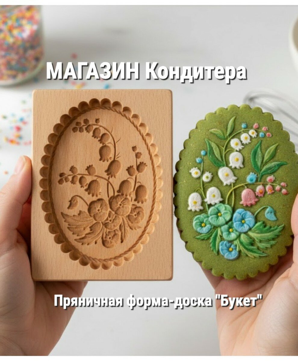 Пряничная форма-доска "Букет Ландышей" для создания пряников и печенья. — фото 1