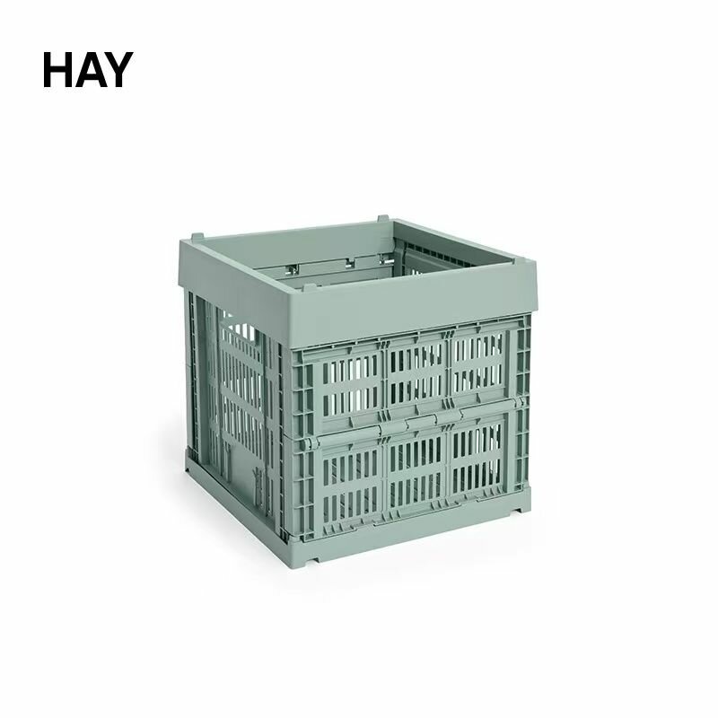 Складной ящик HAY Colour Crate, квадратный пластиковый контейнер для хранения, настольный органайзер