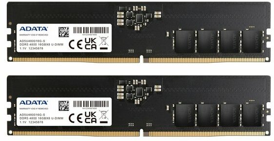 Оперативная память ADATA AD5U480016G-DT 32 ГБ, DDR5, 16 ГБx2 шт, 4800 МГц
