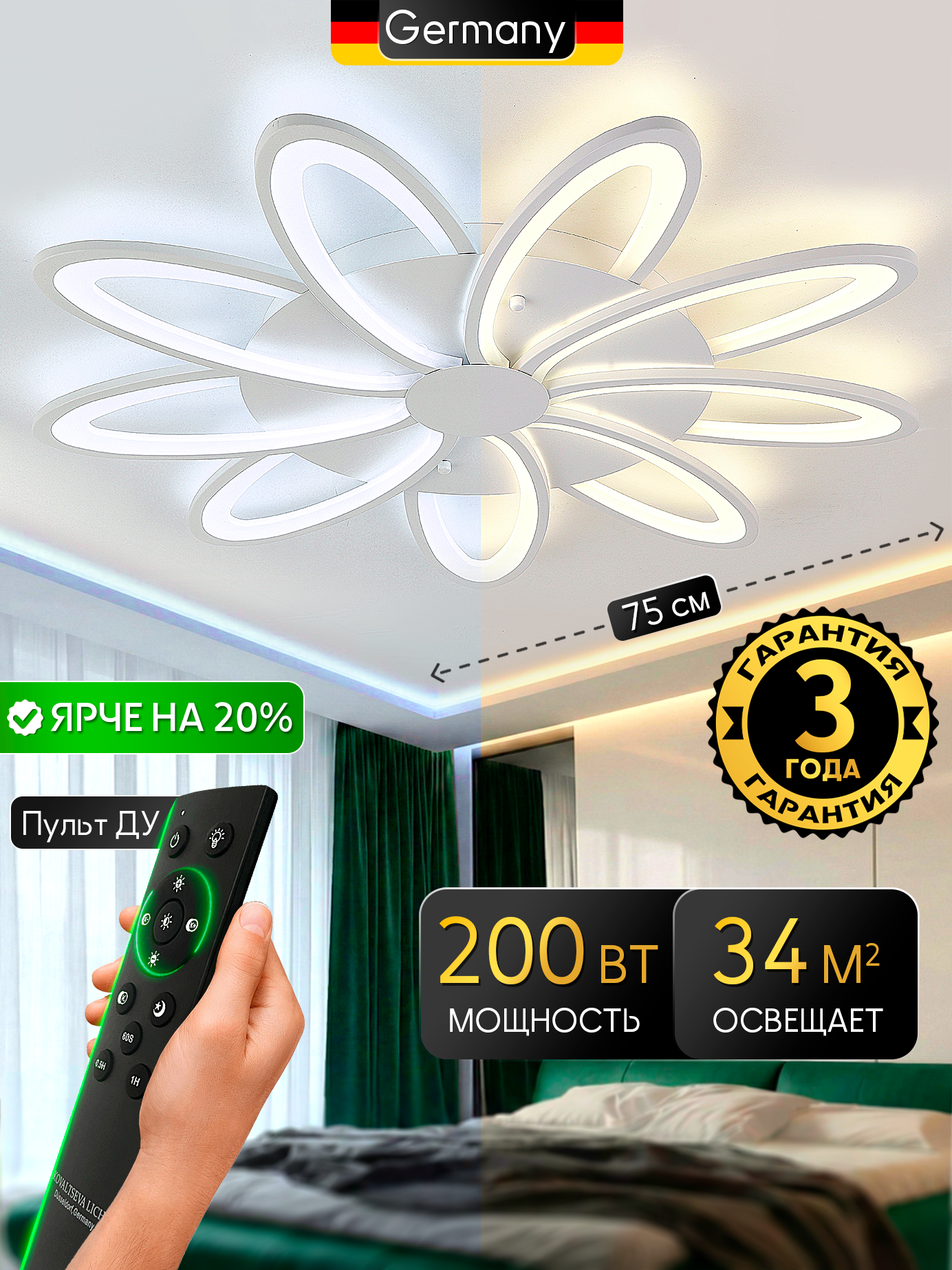 Светодиодная люстра LED Natali Kovaltseva. Управление с пульта. Много настроек свечения