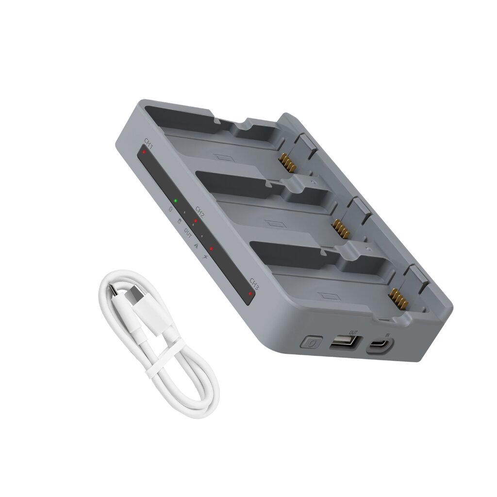 Док-станция для Быстрой зарядки 3Way с Режимом Накопительной Зарядки Аккумуляторов Дронов, Интеллектуальным Контролем Температуры и Светодиодными Индикаторами