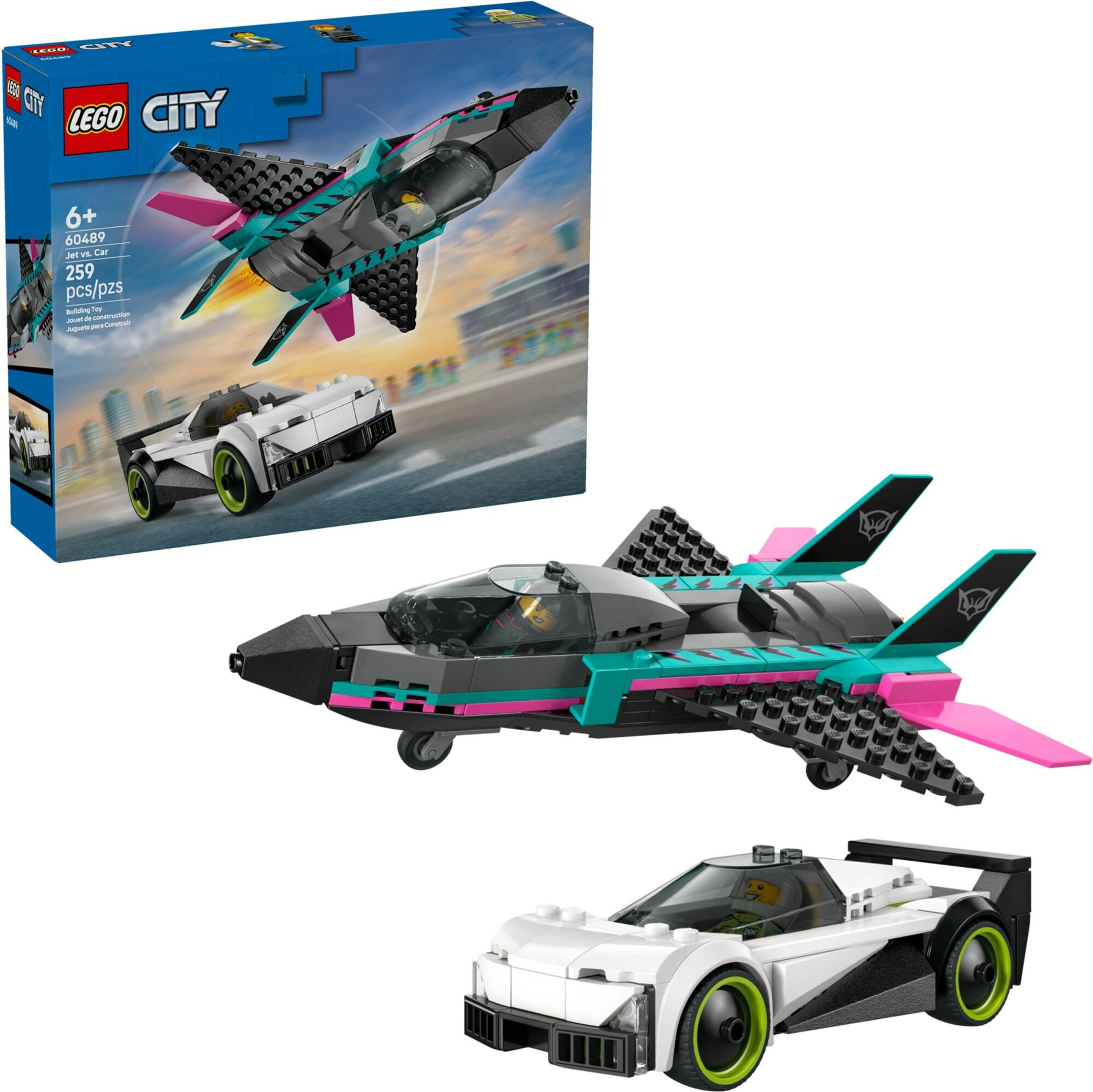 Конструктор LEGO City 60489 Реактивный самолет против спортивного автомобиля, 259 дет.
